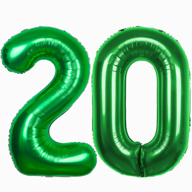 40 Inch Giant Green Number 20 Balloon, Helium Mylar Foil Number ...
