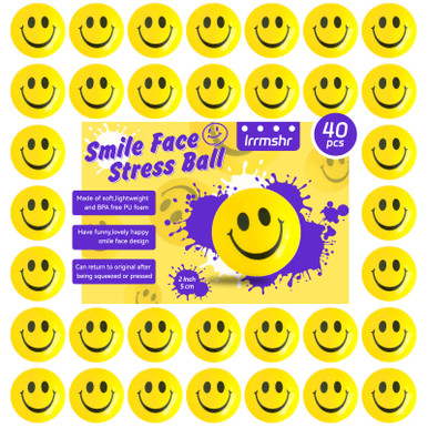 40 PCS 2" Face Squeeze Balls,Smile Face Stress Balls Bulk,Happy Smile ...