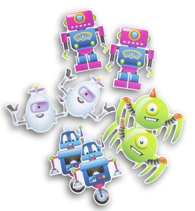Robots Cutouts Classroom Decor Bulletin Board - 8 Piece -Paper 8 x 6 ...