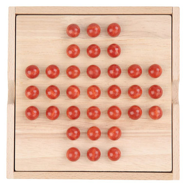 NUOBESTY Wooden Solitaire Board Game Jumping Marble Peg Solitaire ...