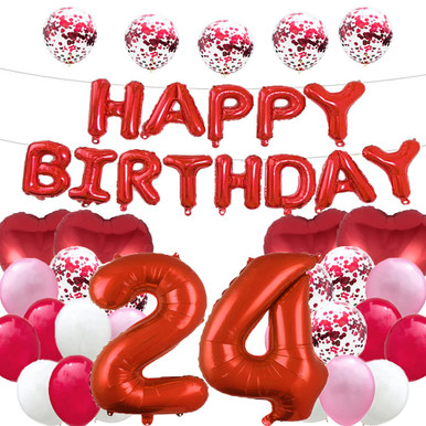 WXLWXZ Sweet 24th Birthday Balloon 24th Birthday Decorations Happy 24th ...