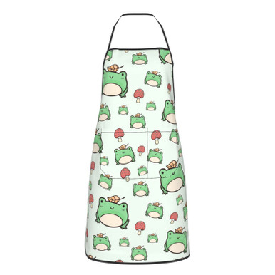 weecool Cute Green Frog Cartoon Apron for Men Women with 2 Pockets ...