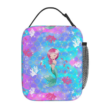Rciokov Cute Mermaid Portable Lunch Bag Reusable Insulated Totes Lunch ...