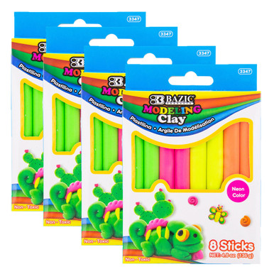BAZIC Modeling Clay Sticks 4.8 Oz, 4 Fluorescent Colors, Non-Toxic DIY ...
