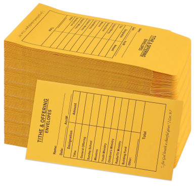 200 Pcs Church Offering Tithe Donation Envelopes 6.5 x 3.5 Inch Golden ...