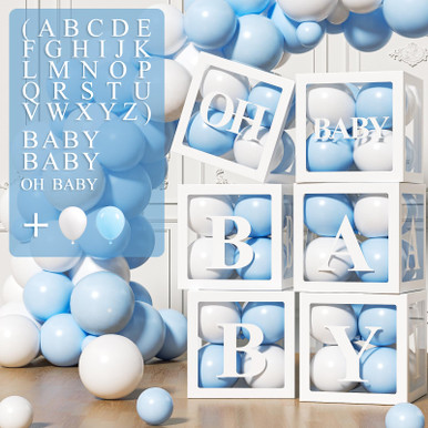 Baby Boxes with Letters for Baby Shower, ADOINBY 6 White Transparent ...
