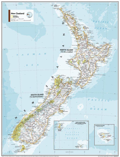 National Geographic Maps: New Zealand Wall Map - Compact - 21.5 x 16.25 ...