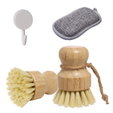 SPE HEALTH PRO Natural Bamboo Dish Brush Set - Comfort Handle Dish ...