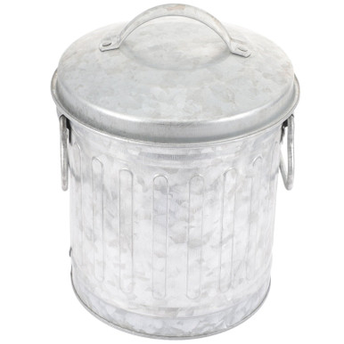 DIYEAH Mini Galvanized Trash Can with Lid, Mini Desktop Wastebasket ...
