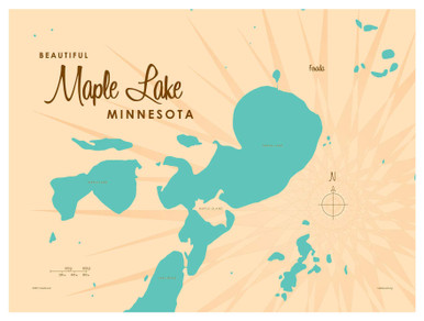 Maple Lake Minnesota Map Giclee Art Print Poster from Illustration by ...