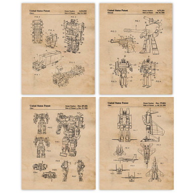 Vintage Transformers Patent Prints, 4 (8x10) Unframed Photos, Wall Art ...