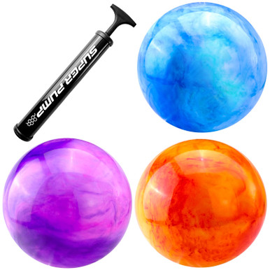 HolyMaji 16 Inches Marbleized Large Bouncy Balls for Kids Rubber ...
