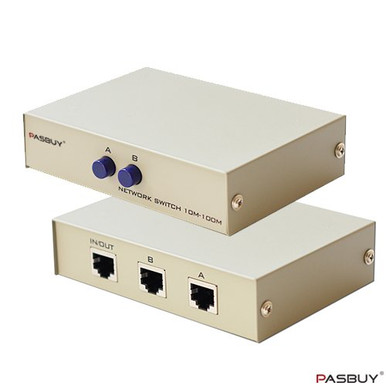 PASBUY 2 Ports Network 10-100M 2 Way RJ45 Push Button Metal Mini Switch ...