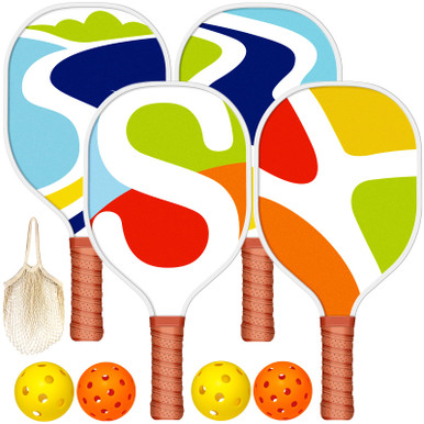 FUMAX Pickleball Paddles Set of 4, Pickleball Set with 4 Pickleball ...