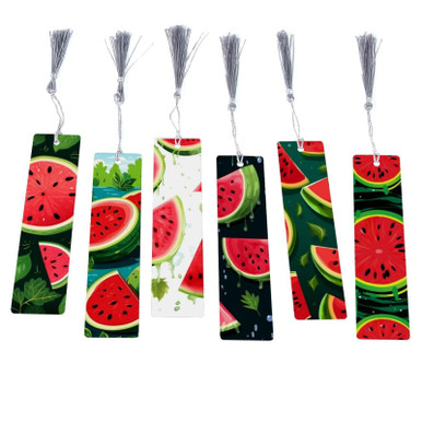 6 Pack Bookmarks with Unique Watermelon Designs and Tassels - Durable ...