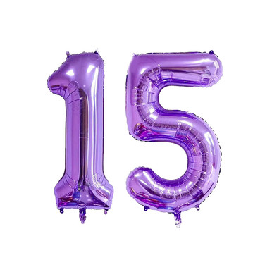 XLOOD Number 15 Balloons 32 inch Digital Balloon Alphabet 15 Birthday ...