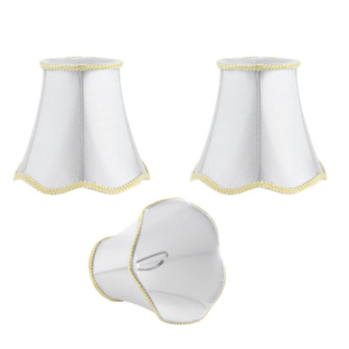 Set of 3 Small Lamp Shades, Flare Bottom Outside Corner Scallop Bell ...