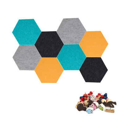 8 Pcs Felt Wall Tiles Bulletin Board for Walls Hexagon 6.7 x 7.9" 4 ...