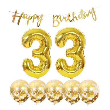 Chaungfu 33th Birthday Decoration Happy Birthday Banner Balloons 33 ...