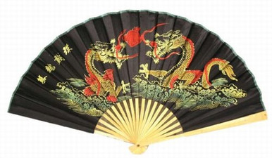 "Classic 20"" Oriental Feng Shui Wall Fan-Black Dragon ...