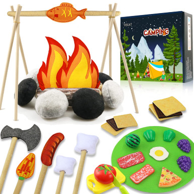 45 PCS Pretend Play Campfire Toy for Kids, Toddler Camping Toys Play ...