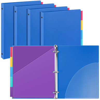 Henoyso 4 Sets 1 Inch 3 Ring Binder with 5 Tab Dividers with Pocket ...
