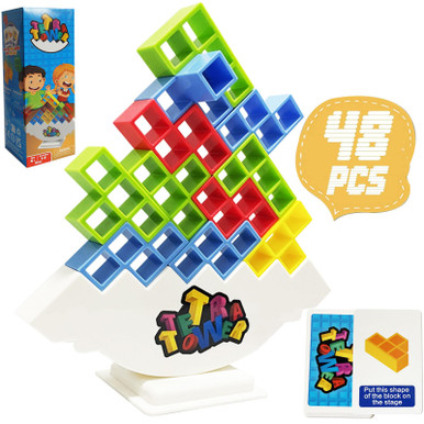 BNNECEU 48PCS Tetra Tower Stacking Game, Balance and Fun Board Games ...