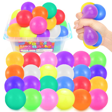 Jelly Ball 24 Pack - Squishy Ball for Stress Relief, Sensory Sugar Ball ...