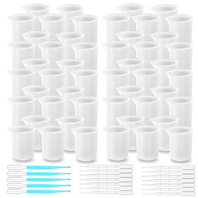 Woohome 50 PCS Silicone Measuring Cups for Resin, 100 ml Non-Stick ...