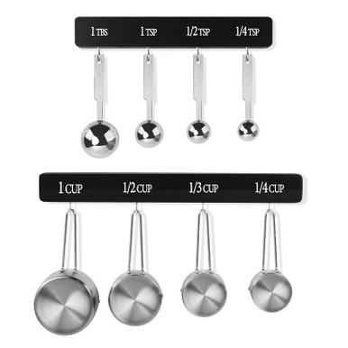 Gymvcsi Measuring Cups and Spoons Set, with Farmhouse Wood Hanging Rack ...