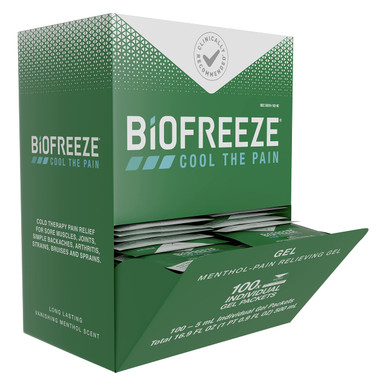 Biofreeze Pain Relieving Gel, 100 - 5 ML Individual Packets, Green, On ...