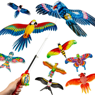 PROLOSO Mini Bird Kite with Fishing Rod Vivid Butterfly Bee Easy to Fly ...