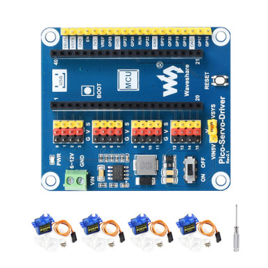 YEJMKJ Servo Driver Board with 4PCS Micro SG90 Servos for Raspberry Pi Pico, 16-Channel Servo ...