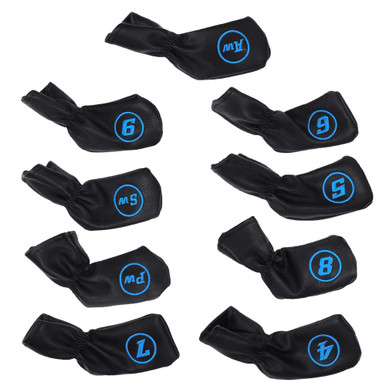 9pcs Golf Club Head Covers, Long Neck Golf Club Protector with Blue ...