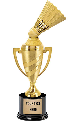 Crown Awards Badminton Trophy, 13" Gold Cup Badminton Shuttlecock ...