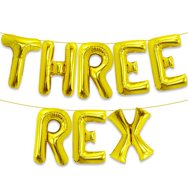 KatchOn, Gold Three Rex Balloons - 16 Inch | Gold Three Rex Birthday ...