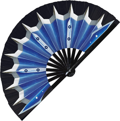 Blue Female Ninja Fan Folding fan UV Glow Handmade hand fans War Fans ...
