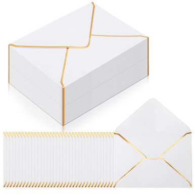 Thenshop 200pcs 5 x 7 Envelopes A7 Envelopes with Gold Border V Flap ...
