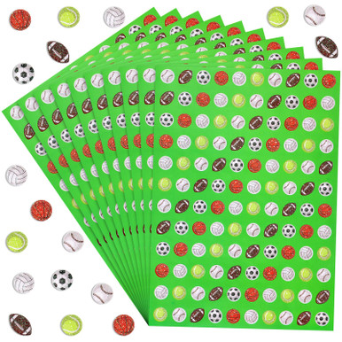 Lincia 1200 Pcs Glitter Sports Stickers Sparkly Small Soccer Basketball ...