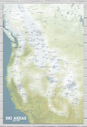 Best Maps Ever Western Ski Resorts 24x36 Poster (Natural Earth ...