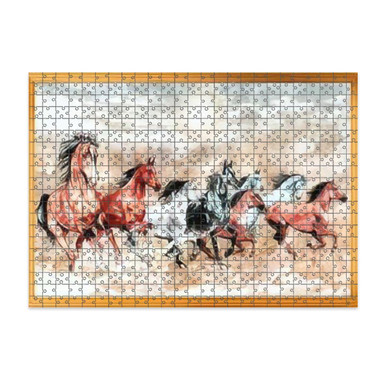 1000 Pieces Puzzles Wooden Letter Area Design Horse Painting Frame ...