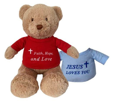 Gracewaters Christian Teddy Bear with 2 Religious Shirts Jesus Loves ...