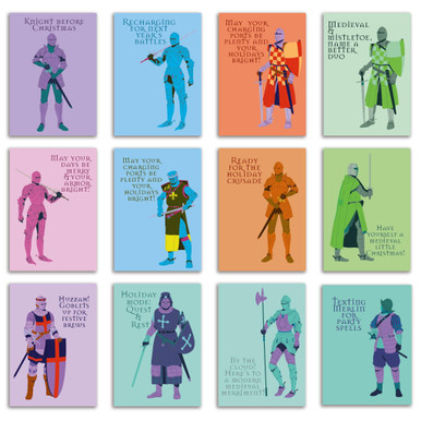Ritzy Rose 24 Colorful Knight Christmas Cards in 12 Funny Designs with ...