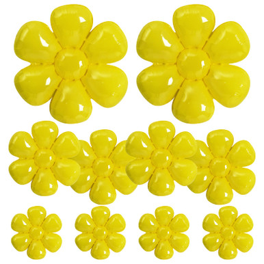 ACCEVO Yellow Flower Balloons 10pcs Daisy Balloons Aluminum Foil Big ...