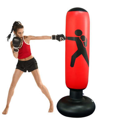 Boxing Practice Set - Punching Bag with Stand | Inflatable Boxing Bag ...