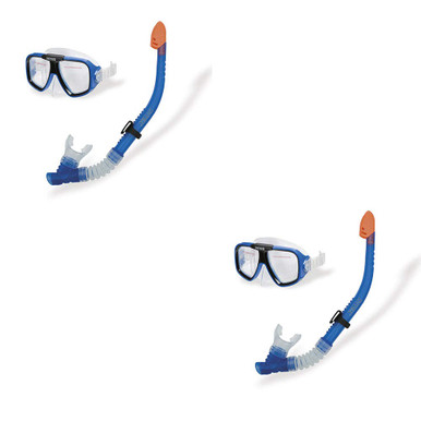 Intex Reef Rider Swimming Diving Mask & Snorkel Set for Ages 14+, Blue ...