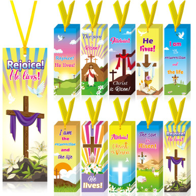 Tenceur 500 Pcs Easter Bookmarks for Kids Bulk He Lives Religious ...