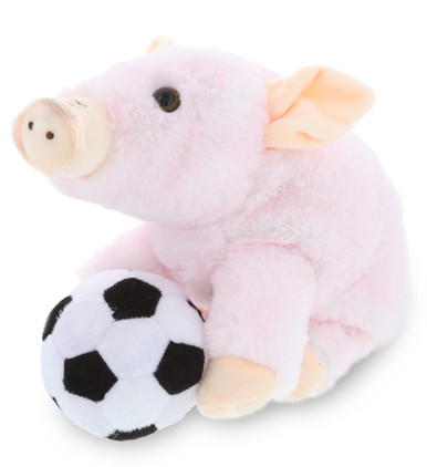 DolliBu Squat Piggy Stuffed Animal with Soccer Ball Plush - Soft Plush ...