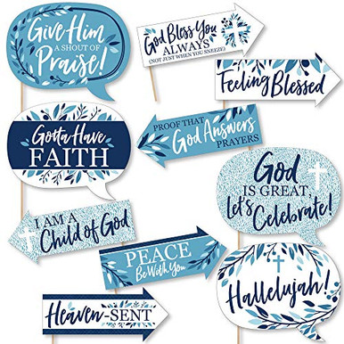 Funny Blue Elegant Cross - Boy Religious Party Photo Booth Props Kit ...
