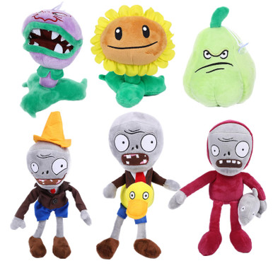 6 PCS Plant and Zombies Plush Toy Stuffed Soft Doll PVZ Sunflower, Wogua, Chomper Flower ...